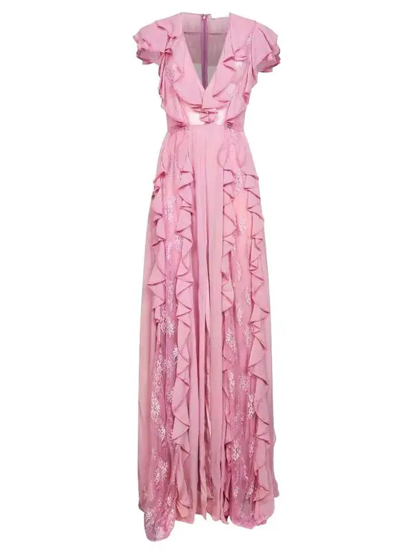 ALINA Ruffled Maxi Dress - Pink