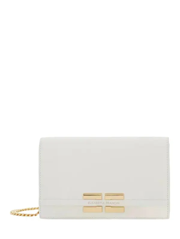 Elisabetta Franchi Lettering Chain Clutch - White
