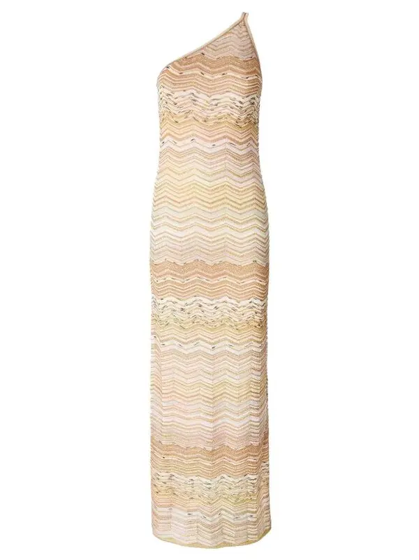 Missoni One-shoulder Chevron Maxi Dress - Neutrals