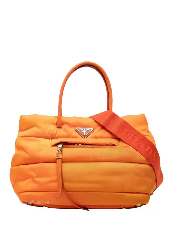 Prada 2013-2025 Bomber Tessuto Satchel - Orange