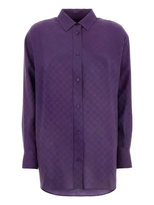 Gucci Gg Jacquard Silk Shirt - Purple