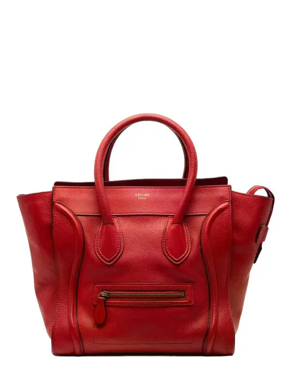 Celine 2012 Mini Leather Luggage Tote Handbag - Red