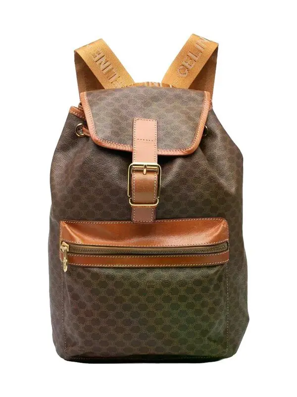 Celine 2009 Macadam Coated Canvas Backpack - Brown