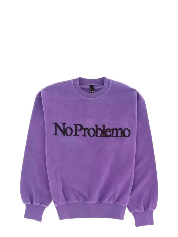 NO PROBLEMO Logo-print Reverse-fleece Sweatshirt - Purple