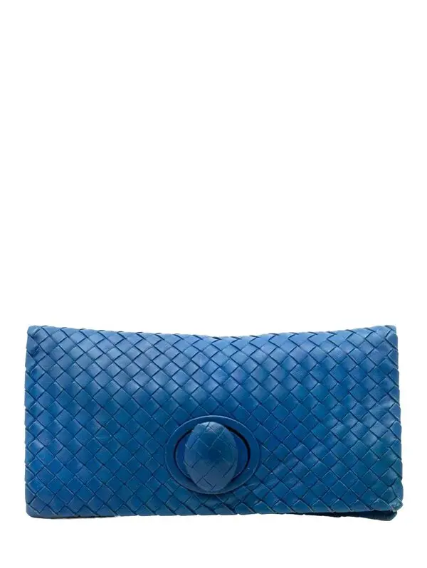 Bottega Veneta Nappa Intrecciato Turn Lock Clutch Bag - Blue
