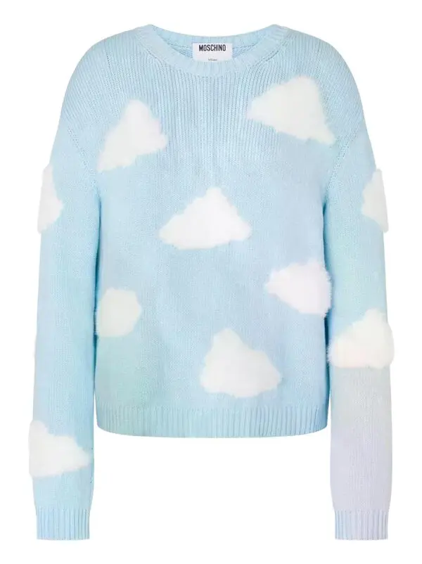 Moschino Crew-neck Cloud-motif Sweater - Blue