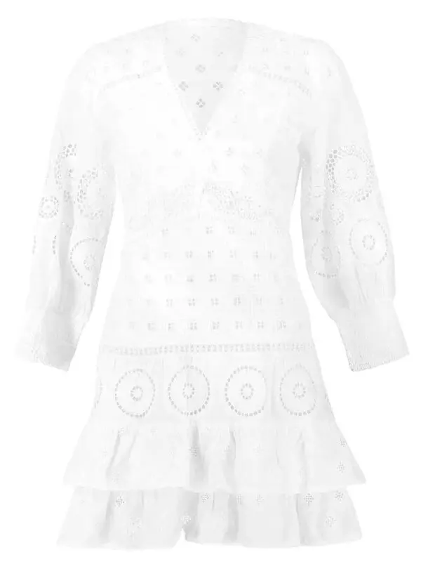 Temptation Positano Mala Ruffled Eyelet Dress - White