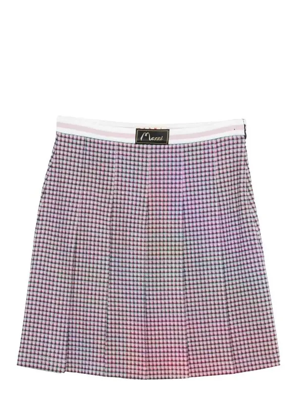 Marni Checked Pleated Skirt - Pink