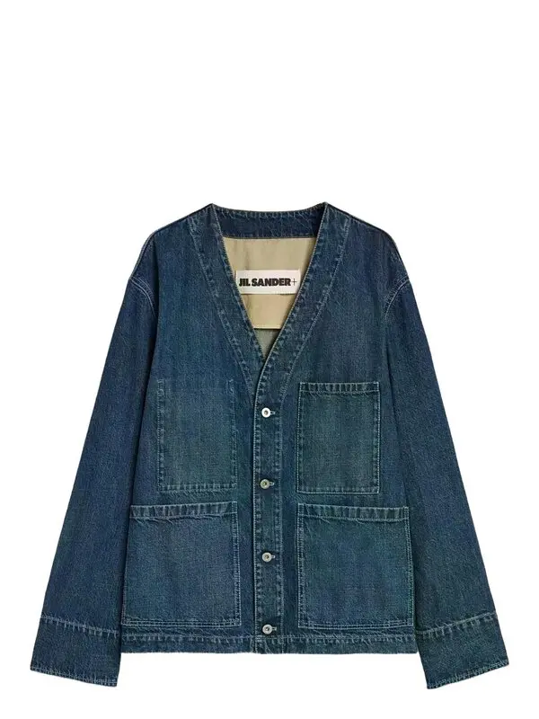 JIL SANDER Patch Pocket Cotton Shirt Jacket - Blue