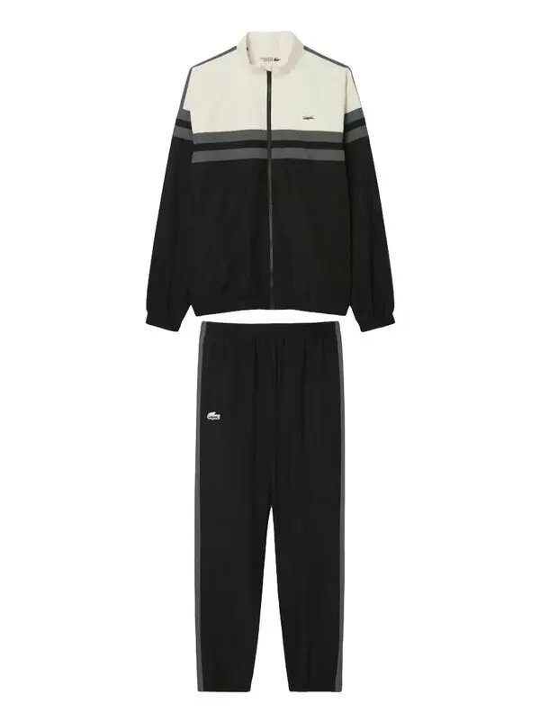 Lacoste Hooded Striped Tracksuit - Black