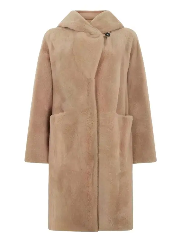 Peserico Hooded Fur Coat - Neutrals