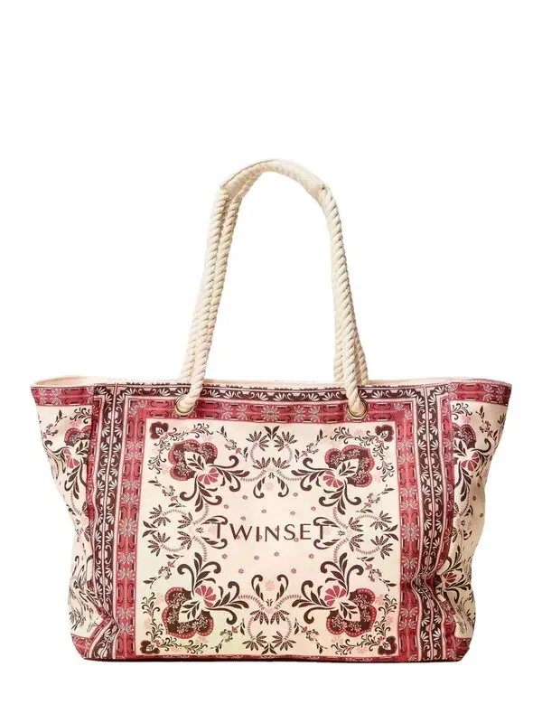 TWINSET Floral-print Tote Bag With Rope Detail - Neutrals