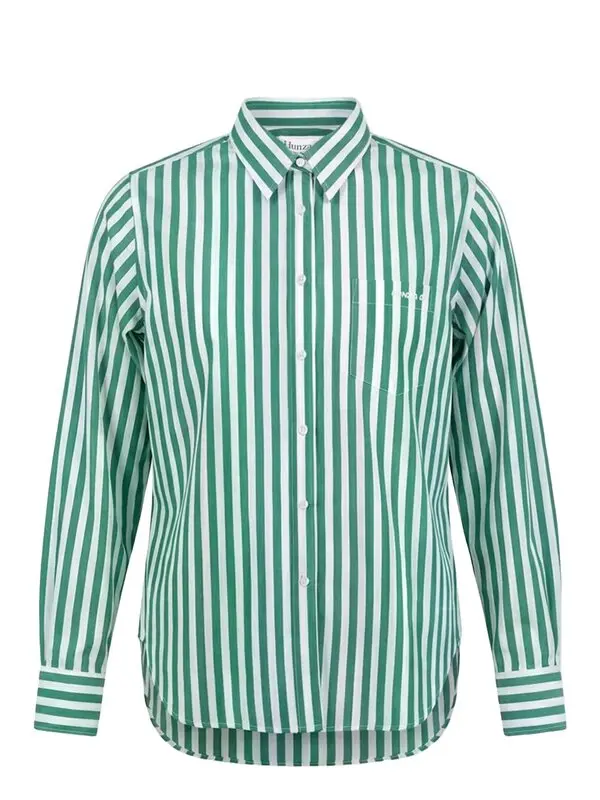 Hunza G Embroidered Striped Shirt - Green