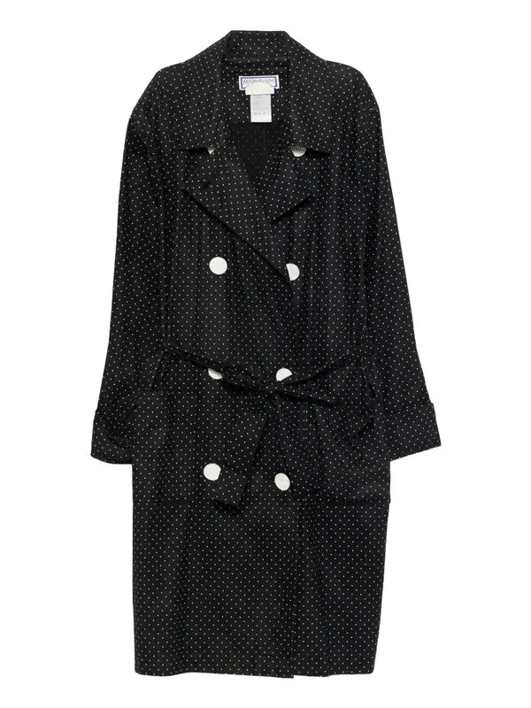 Saint Laurent 1991 Polka-dot Trench Coat - Black