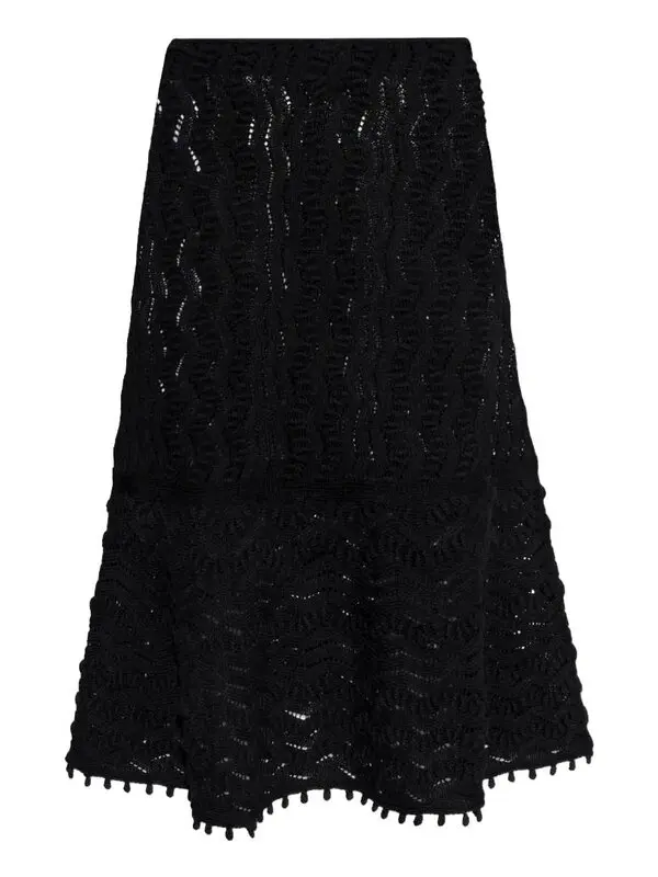 JIL SANDER Crochet Knit Midi Skirt - Black