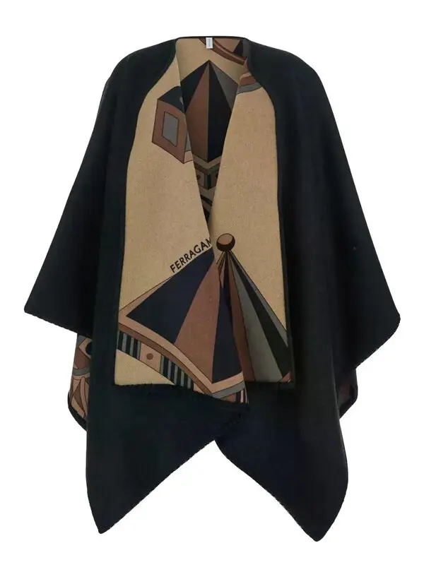 FERRAGAMO Geometric-print Cape - Black