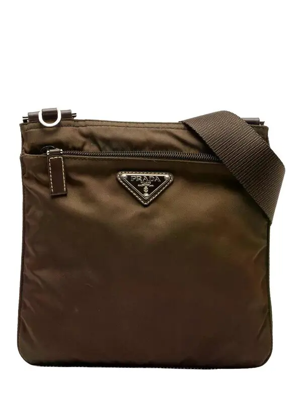 Prada 2013-2025 Tessuto Zip Top Crossbody Bag - Brown