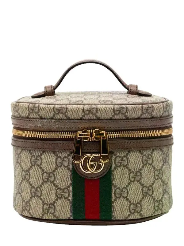 Gucci Gg Supreme Ophidia Vanity Bag - Brown