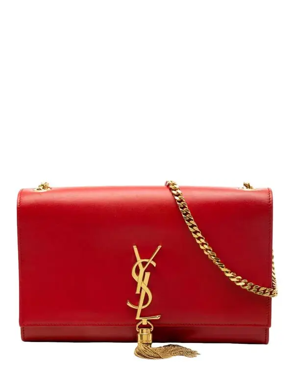Saint Laurent 2014 Medium Monogram Kate Tassel Crossbody Bag - Red