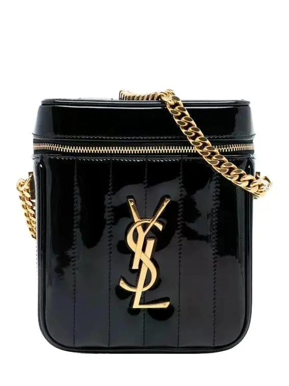 Saint Laurent 2019 Patent Vicky Vanity Bag - Black