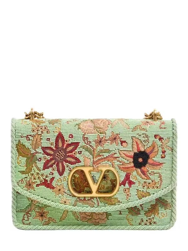 Valentino Garavani Vain Floral-embroidered Shoulder Bag - Green