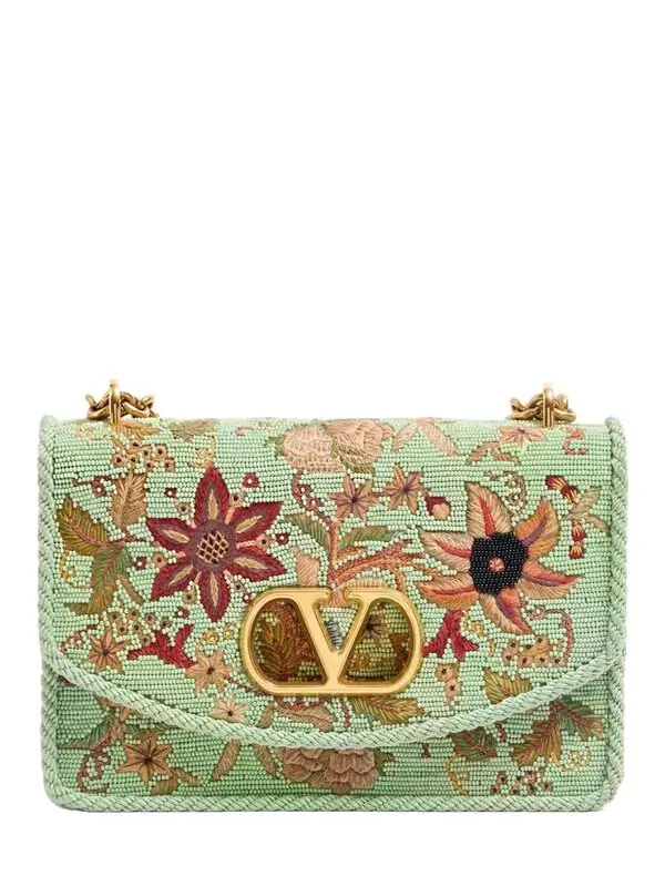 Valentino Garavani Vain Embroidered Shoulder Bag - Green