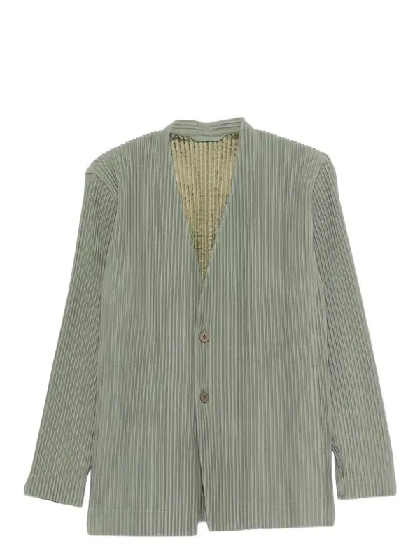 Issey Miyake Ingle-breasted Pleated Blazer - Green