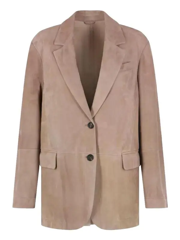 Brunello Cucinelli Suede Single-breasted Blazer - Brown