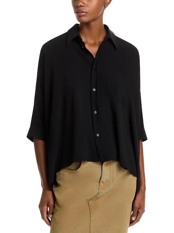 MAISON MARGIELA Fluid Button Front Shirt - Black