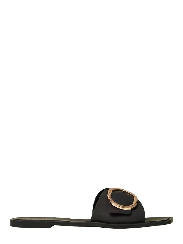 TWINSET Logo-engraved Buckle Flat Sandals - Black
