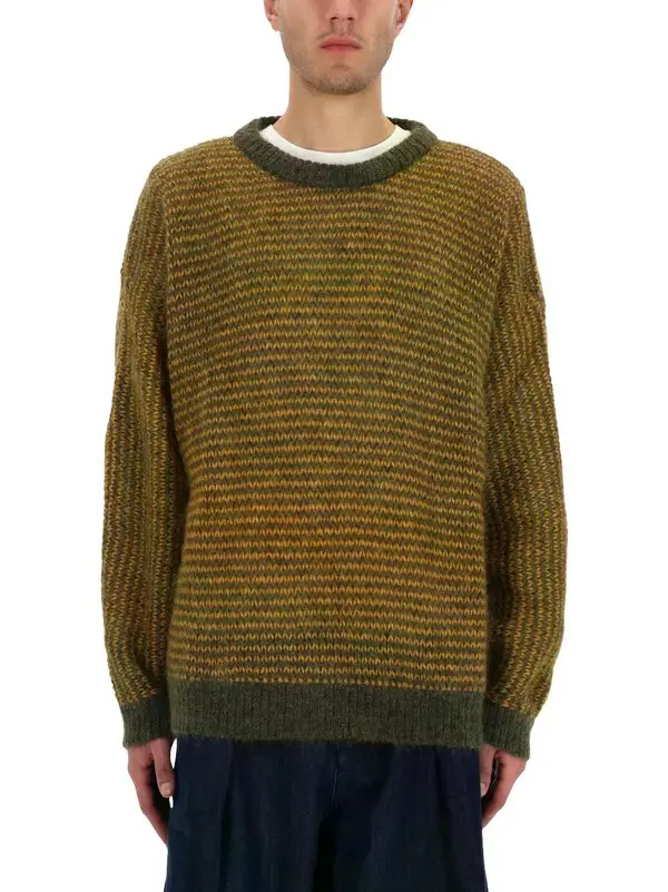 You Must Create Striped Crew Neck Sweater - Green