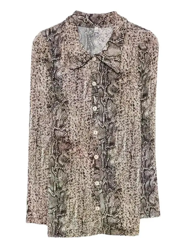 BASERANGE Cosme Snakes-pattern Shirt - Neutrals