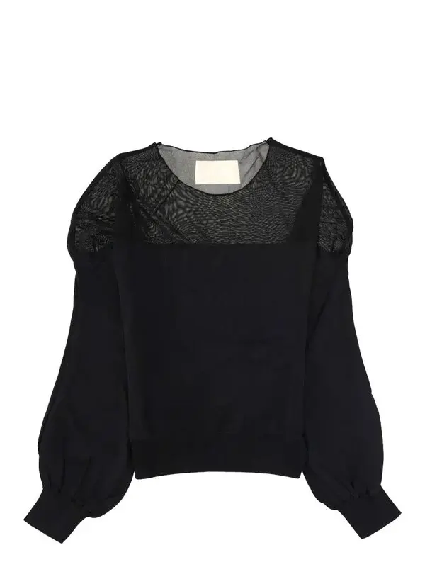 CIRCUS HOTEL Long-sleeve Round-neck Top - Black