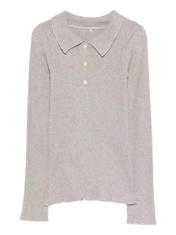 BASERANGE Long Sleeve Polo Top - Grey