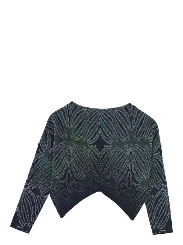 CIRCUS HOTEL Patterned Cropped Knit Top - Blue