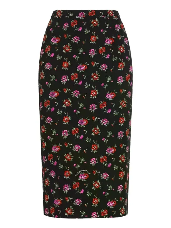 Dolce & Gabbana Floral Print Midi Skirt - Black