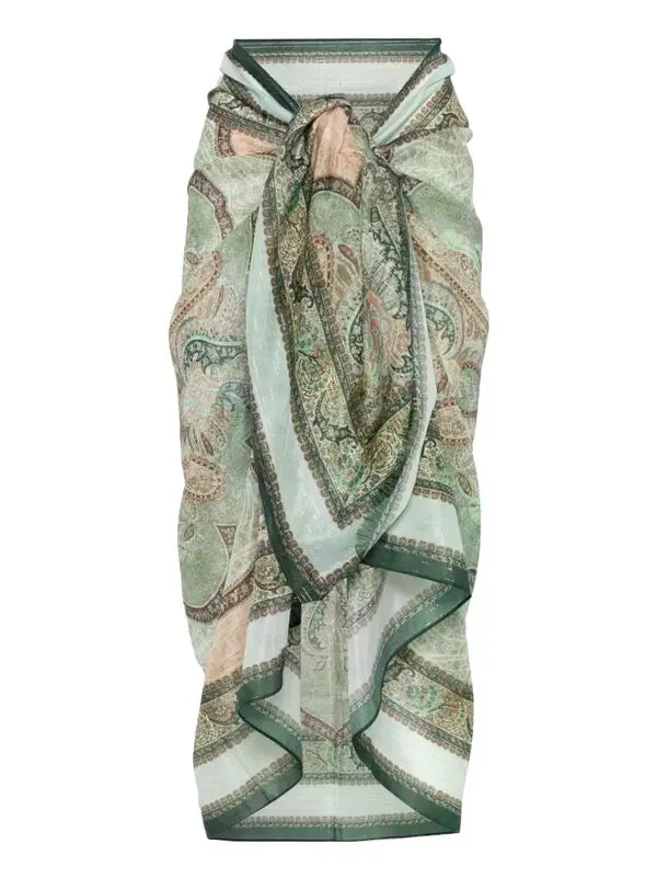 Zimmermann Paisley-print Beach Skirt - Green