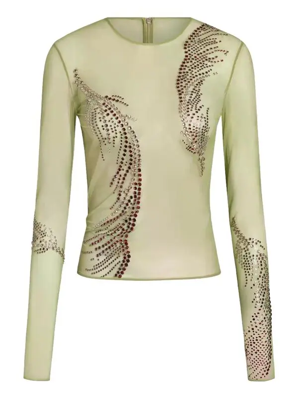16Arlington Darwin Embellished Mesh Top - Brown