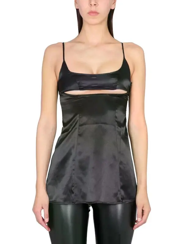 NOT AFTER TEN Cutout Detail Paneled Top - Black