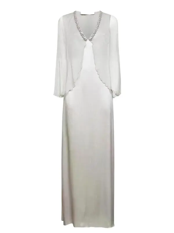 ALINA V-neck Embellished Maxi Dress - Grey