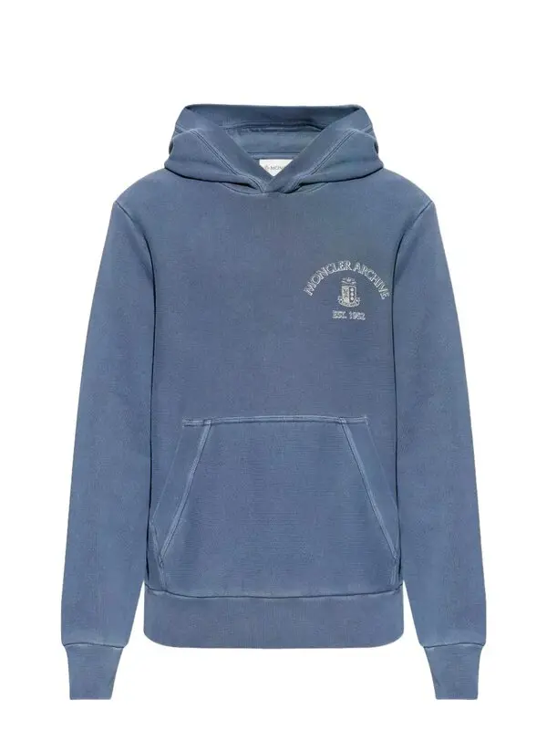 Moncler Logo Detail Hooded Sweatshirt - Blue