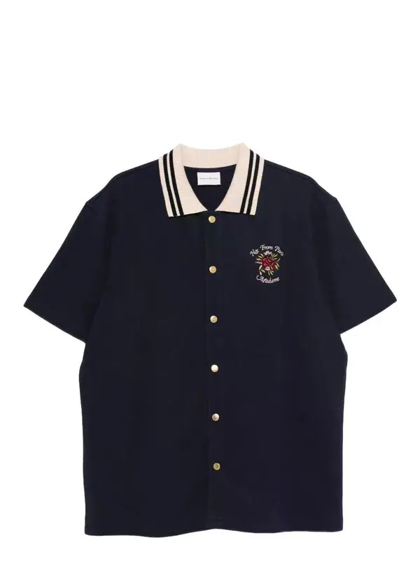 Drole De Monsieur Embroidered Buttoned Shirt - Blue