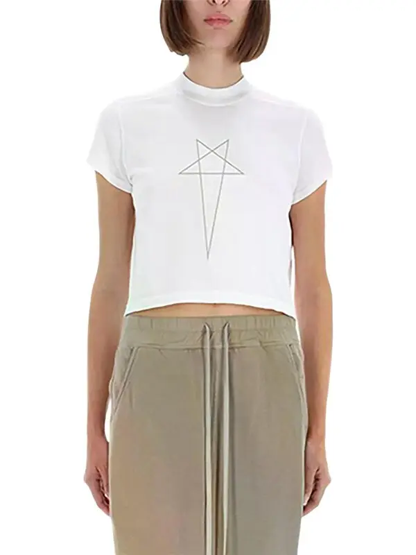 Rick Owens Star-print Crop Top - White