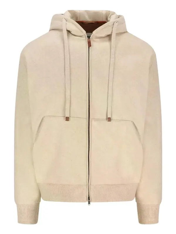 TOD'S Hooded Zip-up Bomber Jacket - Neutrals
