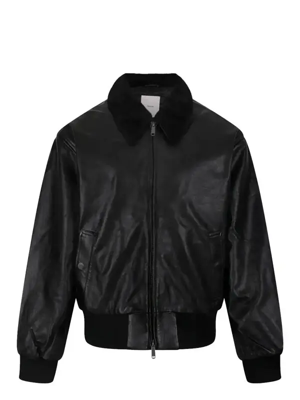 Calvin Klein Fur-collar Leather Jacket - Black