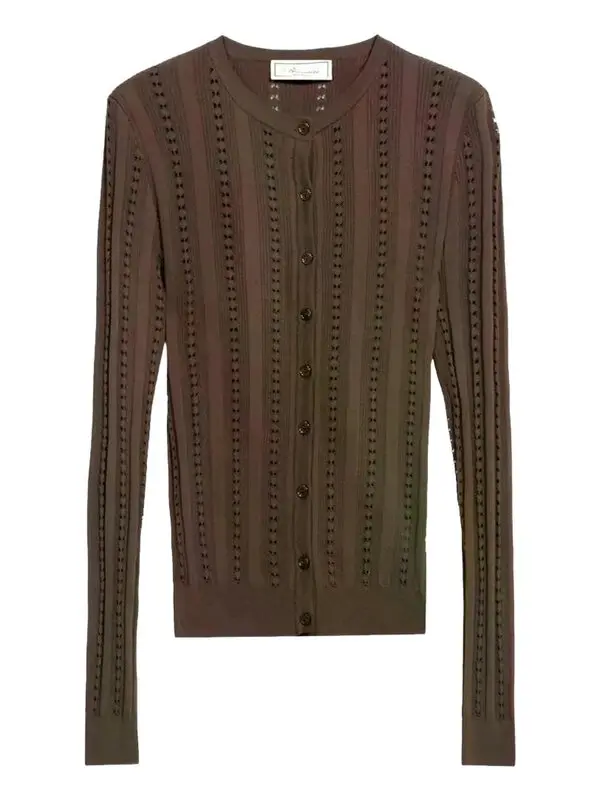 Blumarine Buttoned Openwork Knit Cardigan - Brown