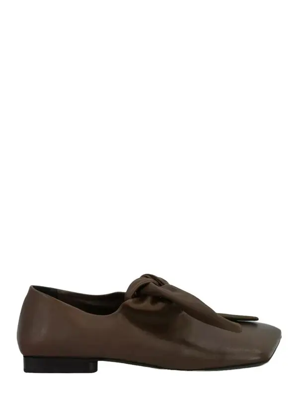UMA WANG Knot Detail Square Toe Ballet Flats - Brown