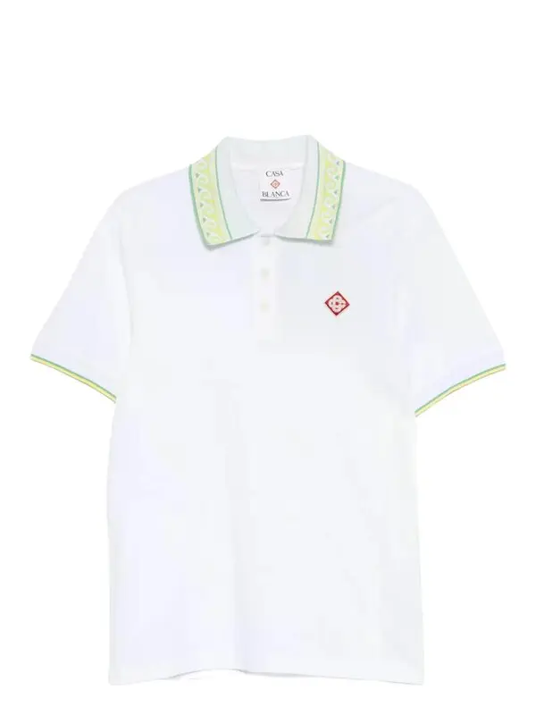 Casablanca Laurel Trim-collar Polo Shirt - White