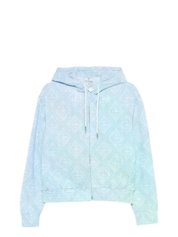 Casablanca Patterned Zip Up Hoodie - Blue