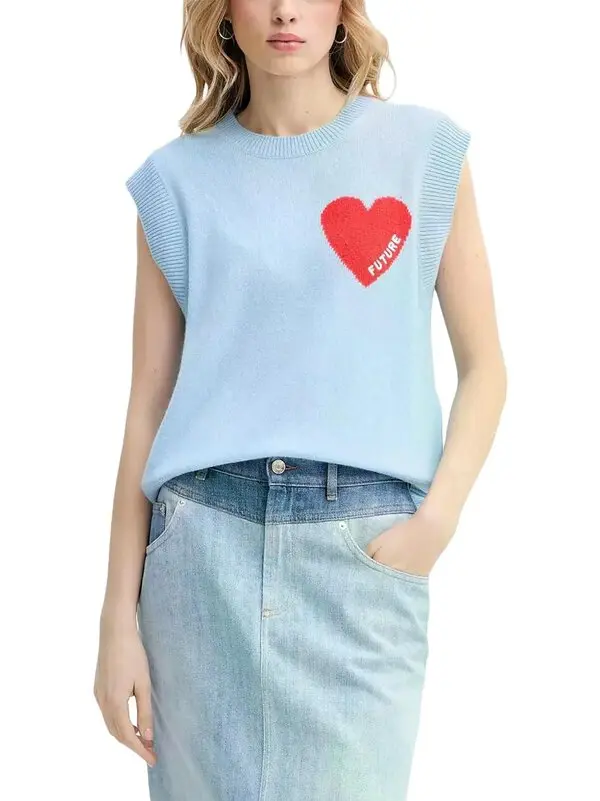 From Future Heart-motif Sleeveless Vest - Blue